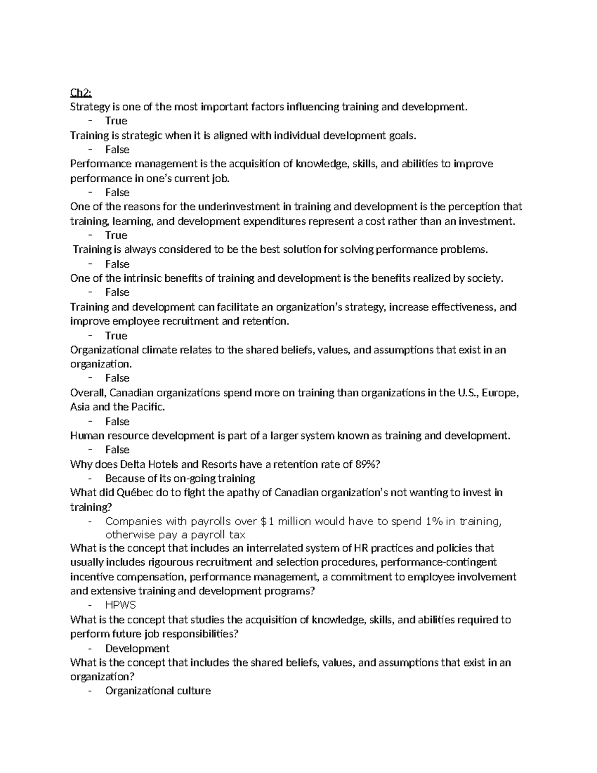 Educ 240 - Practice Q's - Ch2: Strategy is one of the most important ...