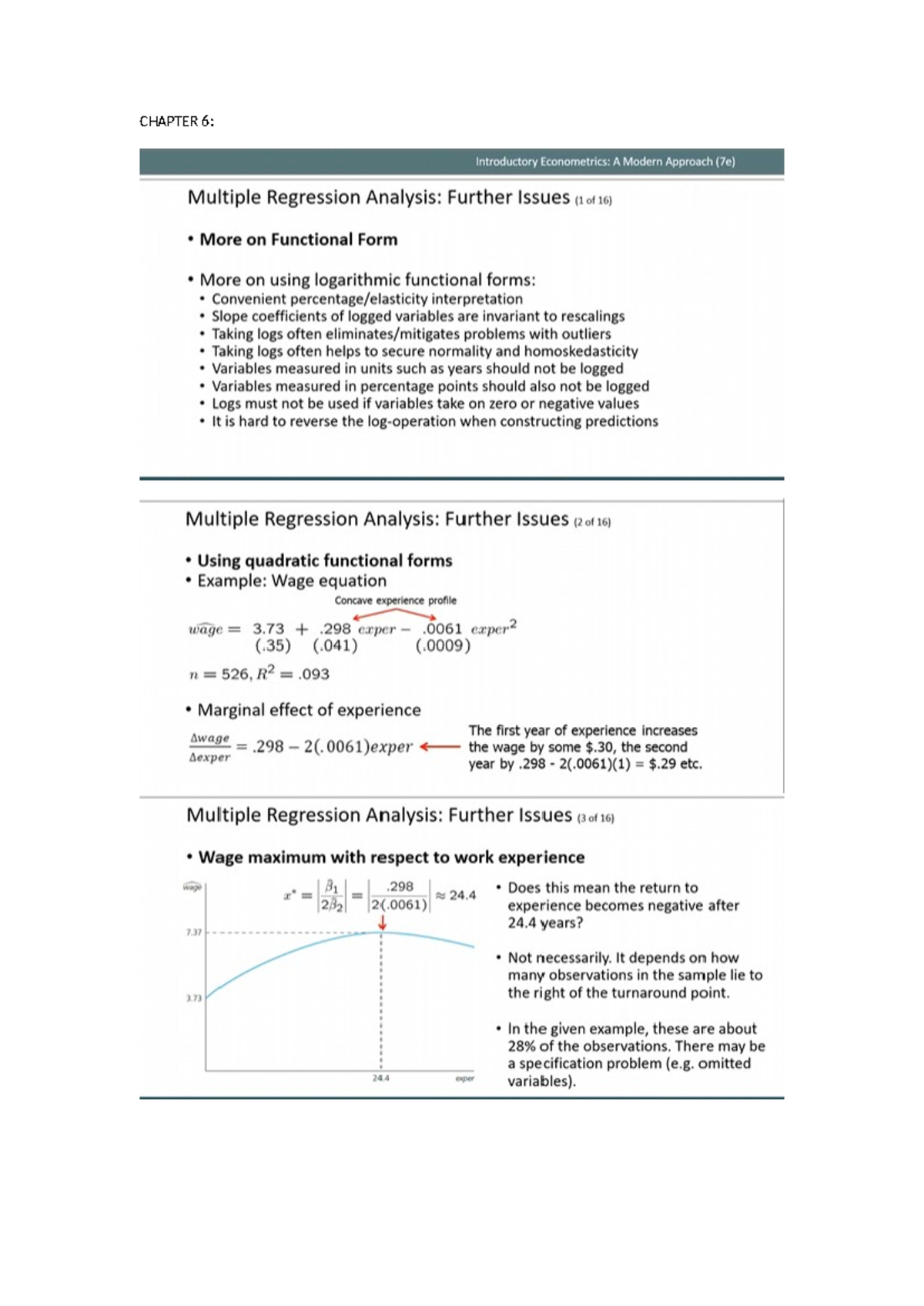Chapter 6 - chappter6 - CHAPTER 6: Introductory Econometrics: A Modern Approach (7e) Multiple ...