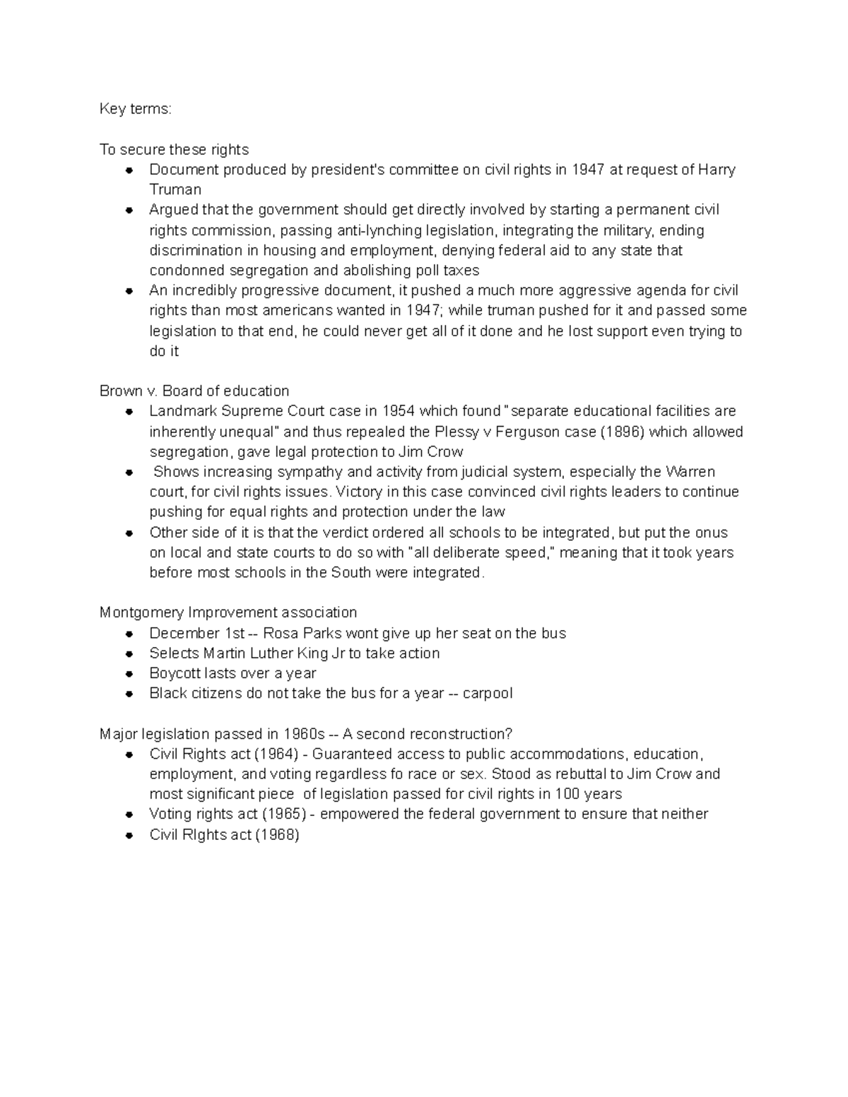 Civil Rights - History 151 - Key terms: To secure these rights Document ...