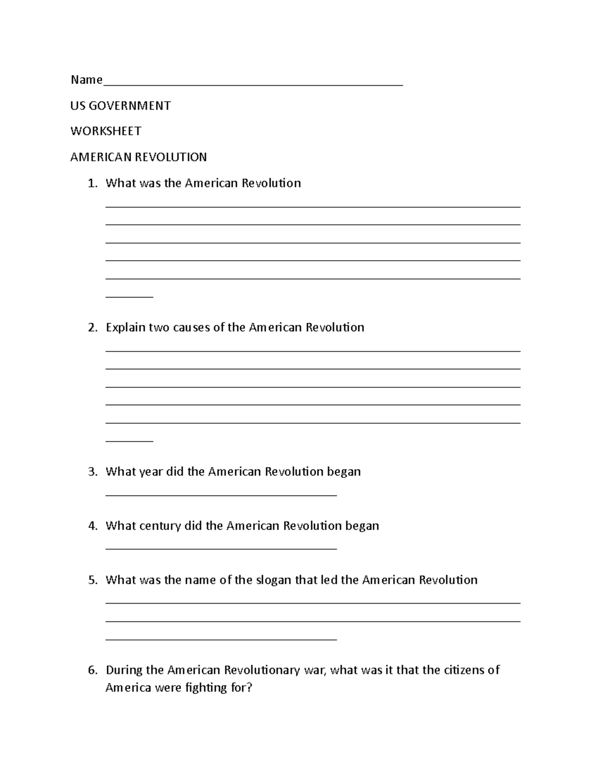 3A american revolution - Name ...