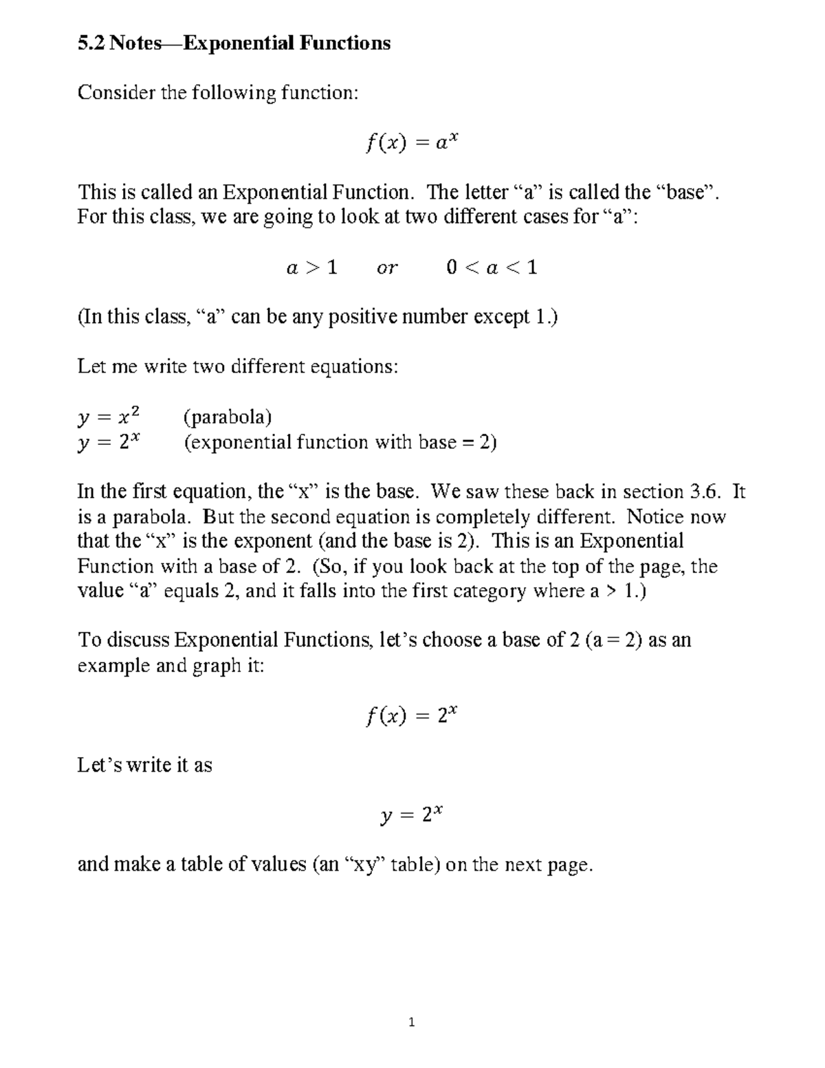 5 - 5 Notes — Exponential Functions Consider the following function: 𤰀ሺ ...