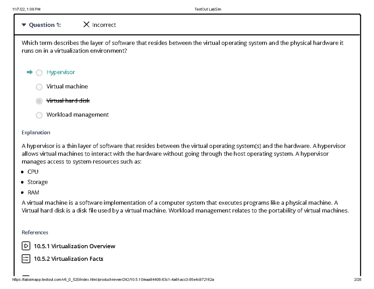 Test Out Lab Sim 10.5.10 Practice Questions - - Studocu