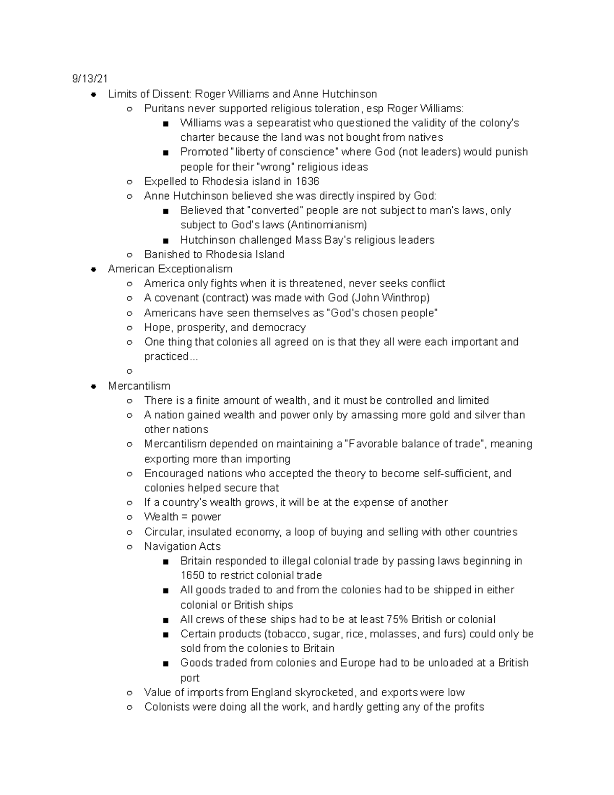 HIST 160C1 Notes Unit 1 Part 3 - 9/13/ Limits of Dissent: Roger ...