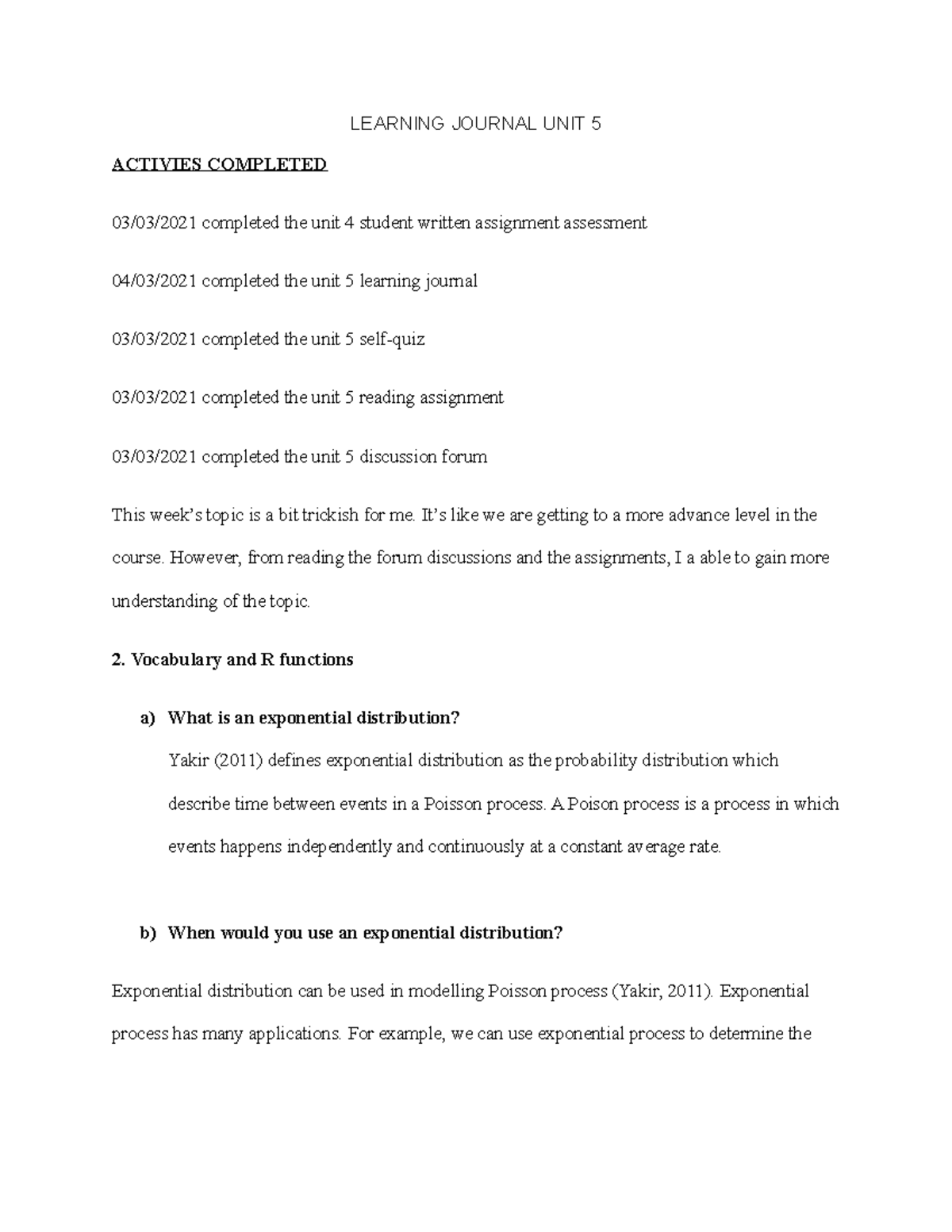 Learning Journal UNIT 5 staistic - LEARNING JOURNAL UNIT 5 ACTIVIES ...