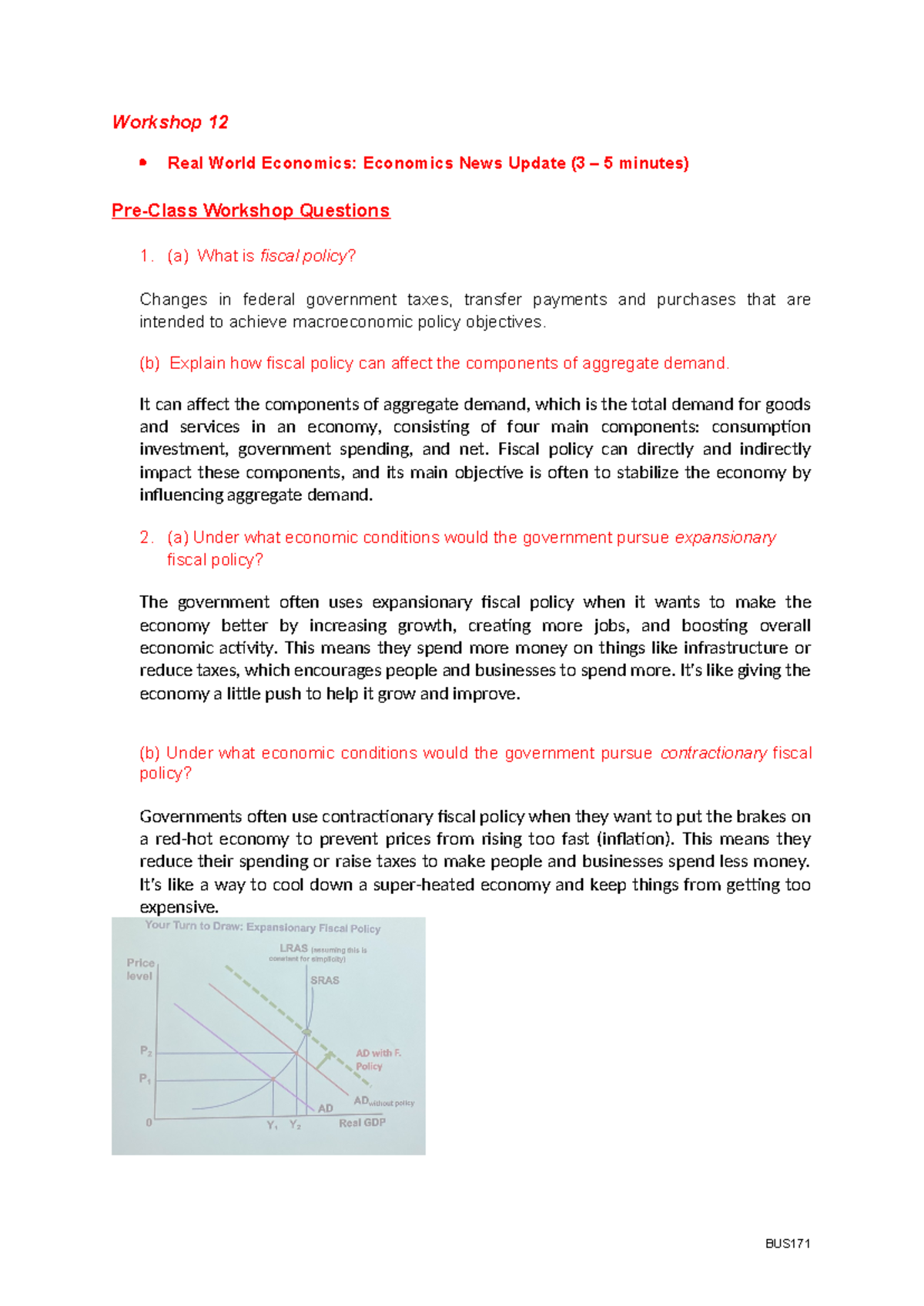 BUS171 WS 12 - Pre Workshop questions - Workshop 12 Real World ...