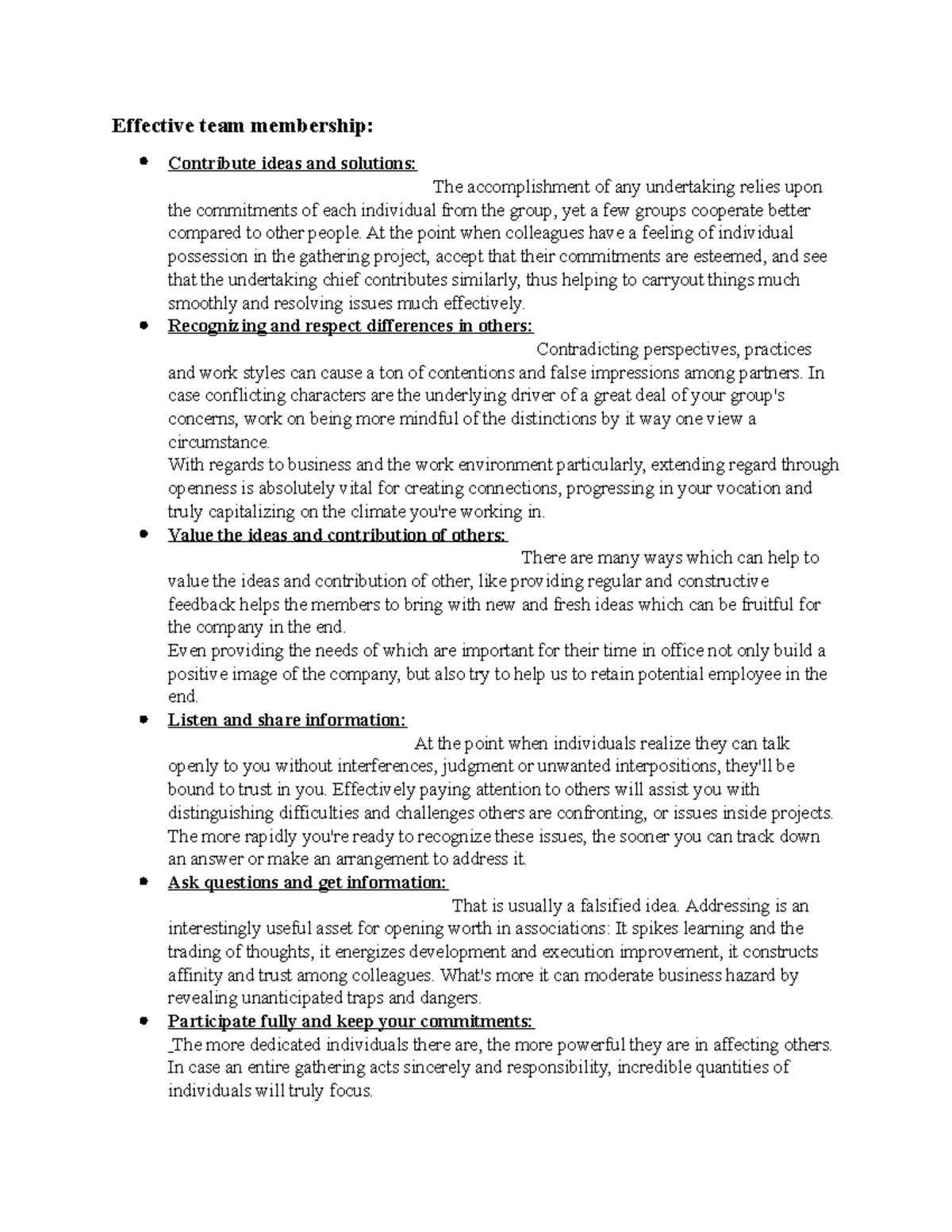 Effective team membership and its consequences - Effective team ...