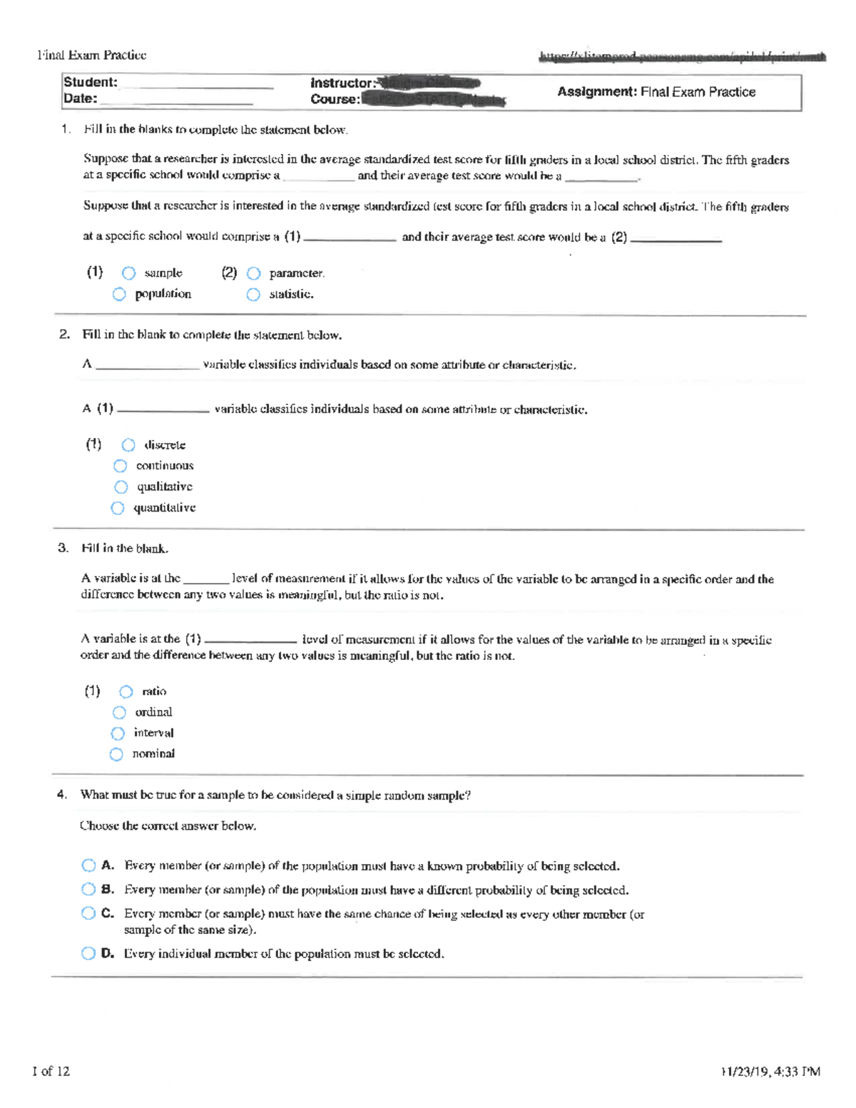 Review Final 2 STAT113 - STAT 113 - Studocu