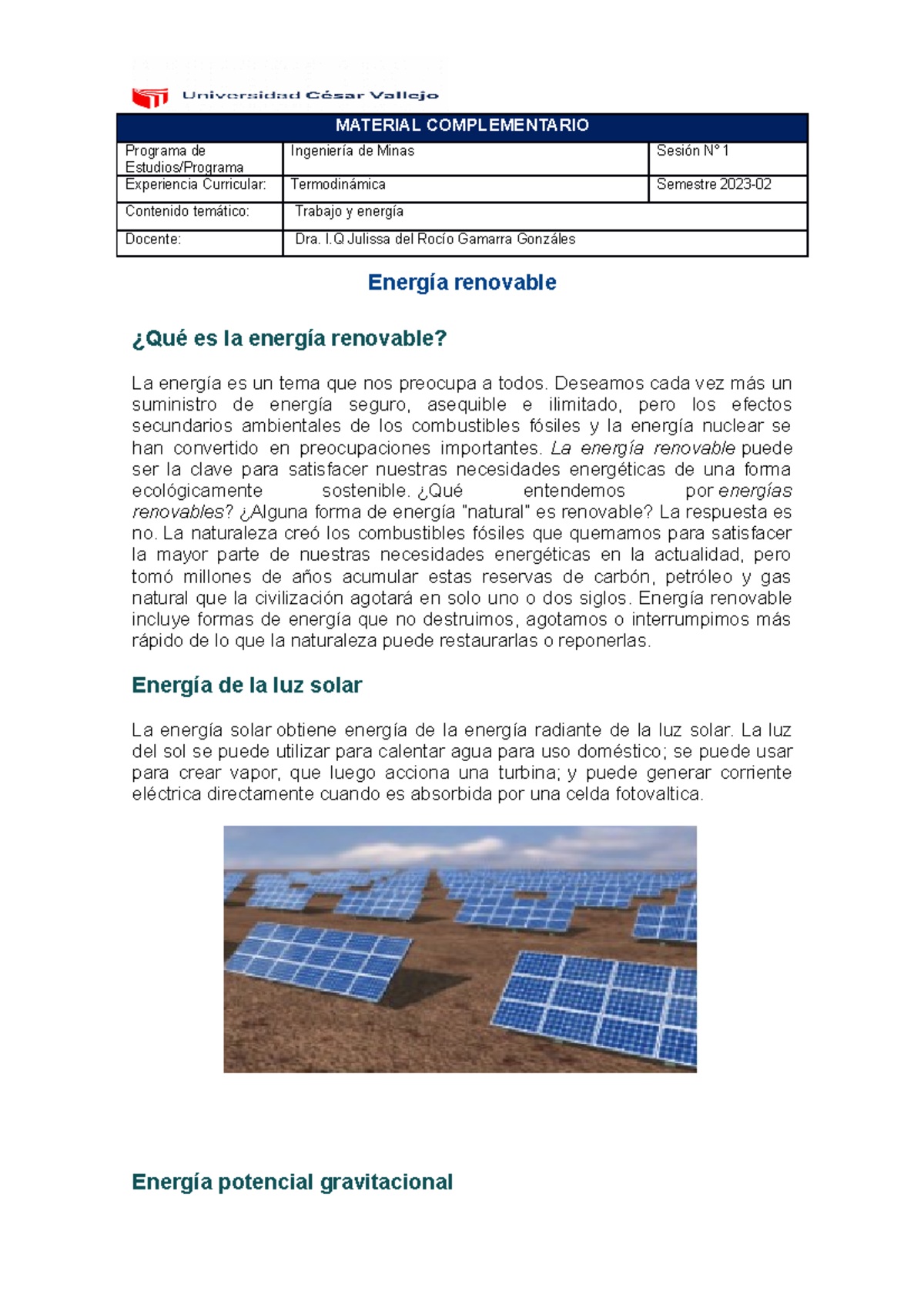 Material Complementario- Sesion 1- Termodinámica - Energía renovable ...