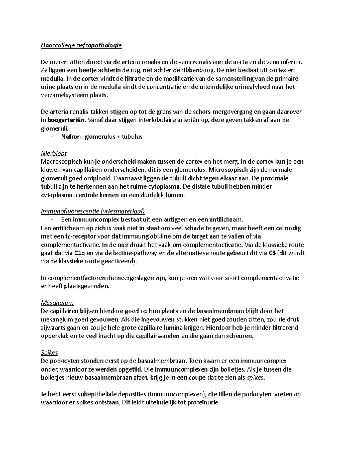 Hoorcollege nefropathologie - Ze liggen een beetje achterin de rug, net ...