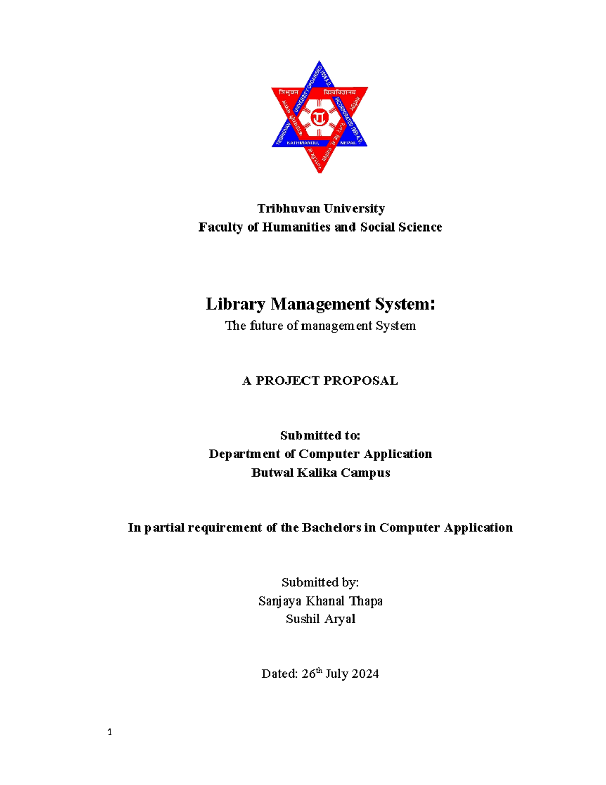 Proposallibrary - proposal of library management system - Tribhuvan ...