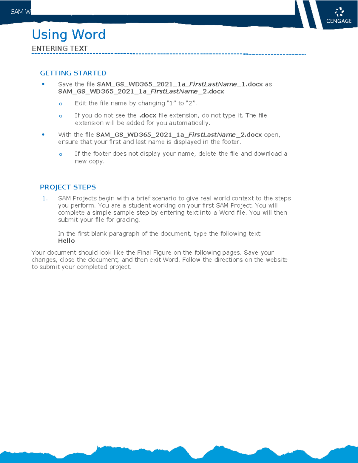 Instructions SAM WD365 2021 GS 1a - SAM Word 365/2021 | Getting Started ...