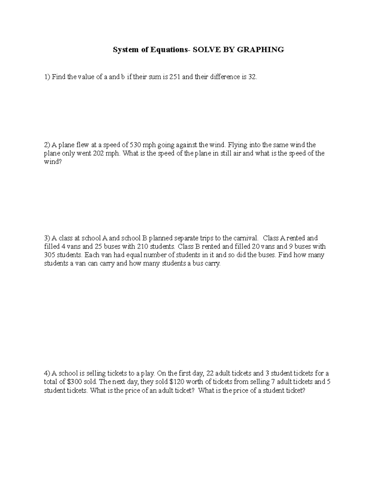 System of Equations Worksheet and Exit Ticket- revised - System of ...