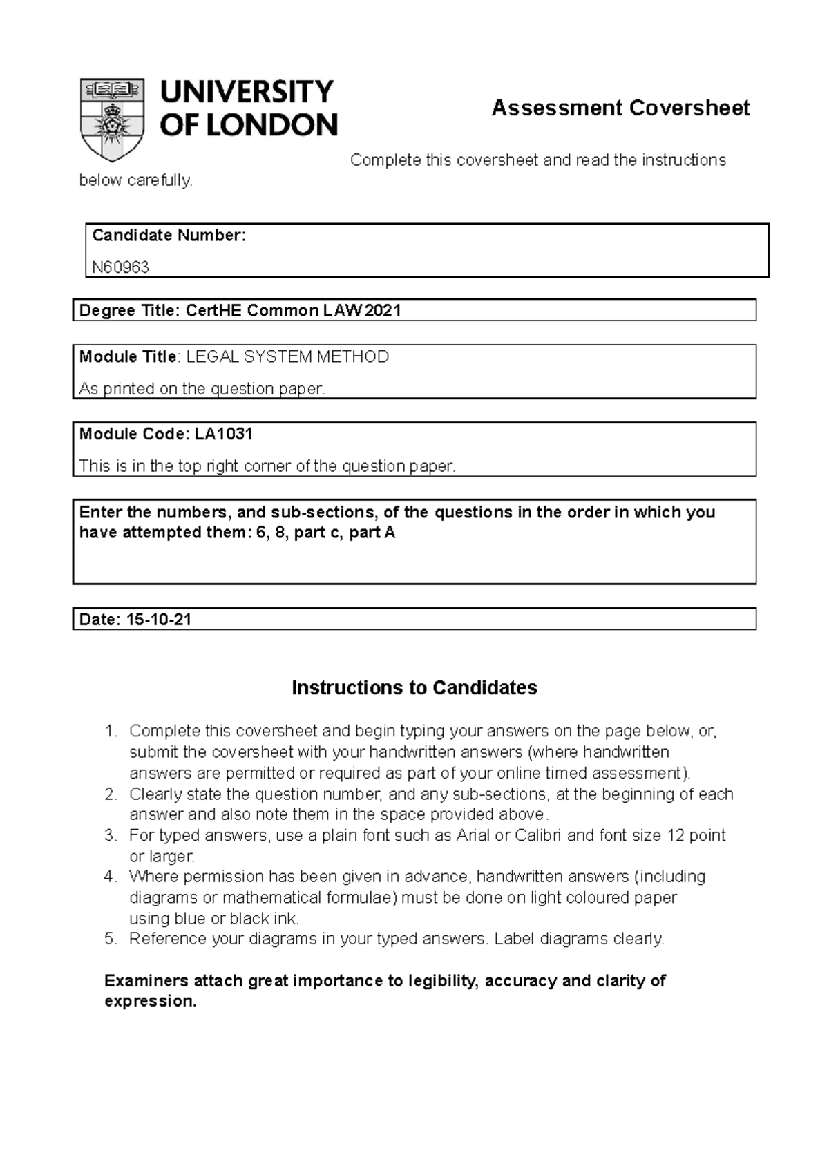 University of London Assessment Coversheet - Tagged razaq - below ...