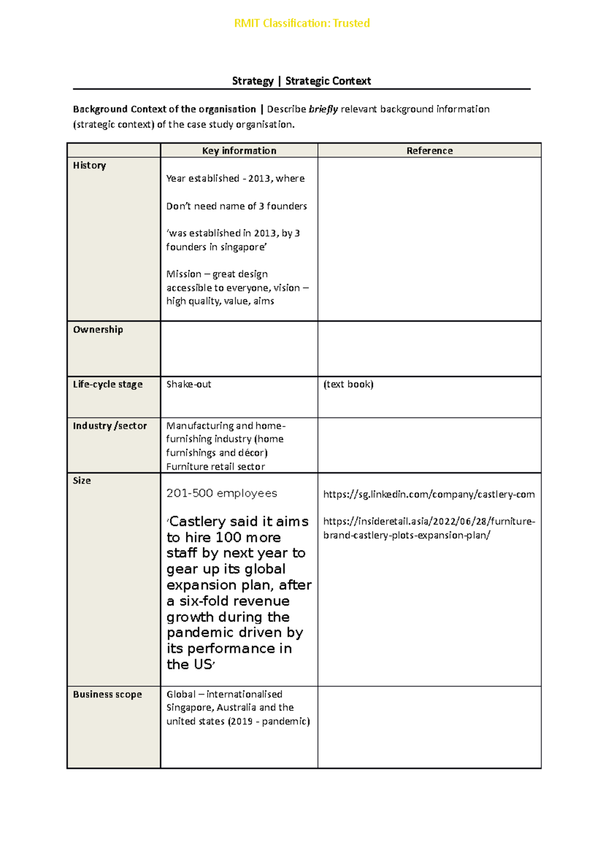 Strategic Context Worksheet - Strategy | Strategic Context Background ...