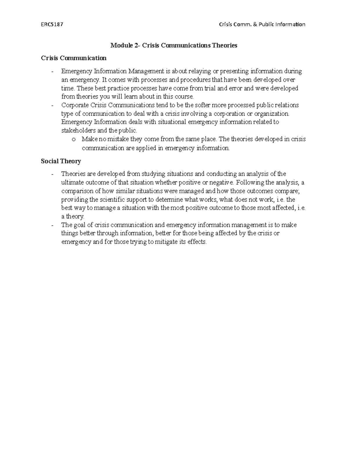 Module 2- Crisis Communications Theories - ERC5187 Crisis Comm ...