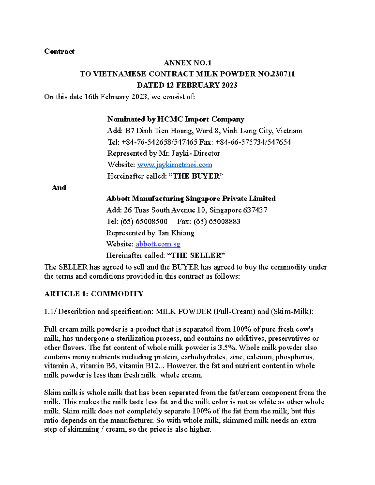 BẢN HỢP ĐỒNG NHẬP KHẨU - BẢN HỢP ĐỒNG NHẬP KHẨU MÔN QUẢN TRỊ XNK ...