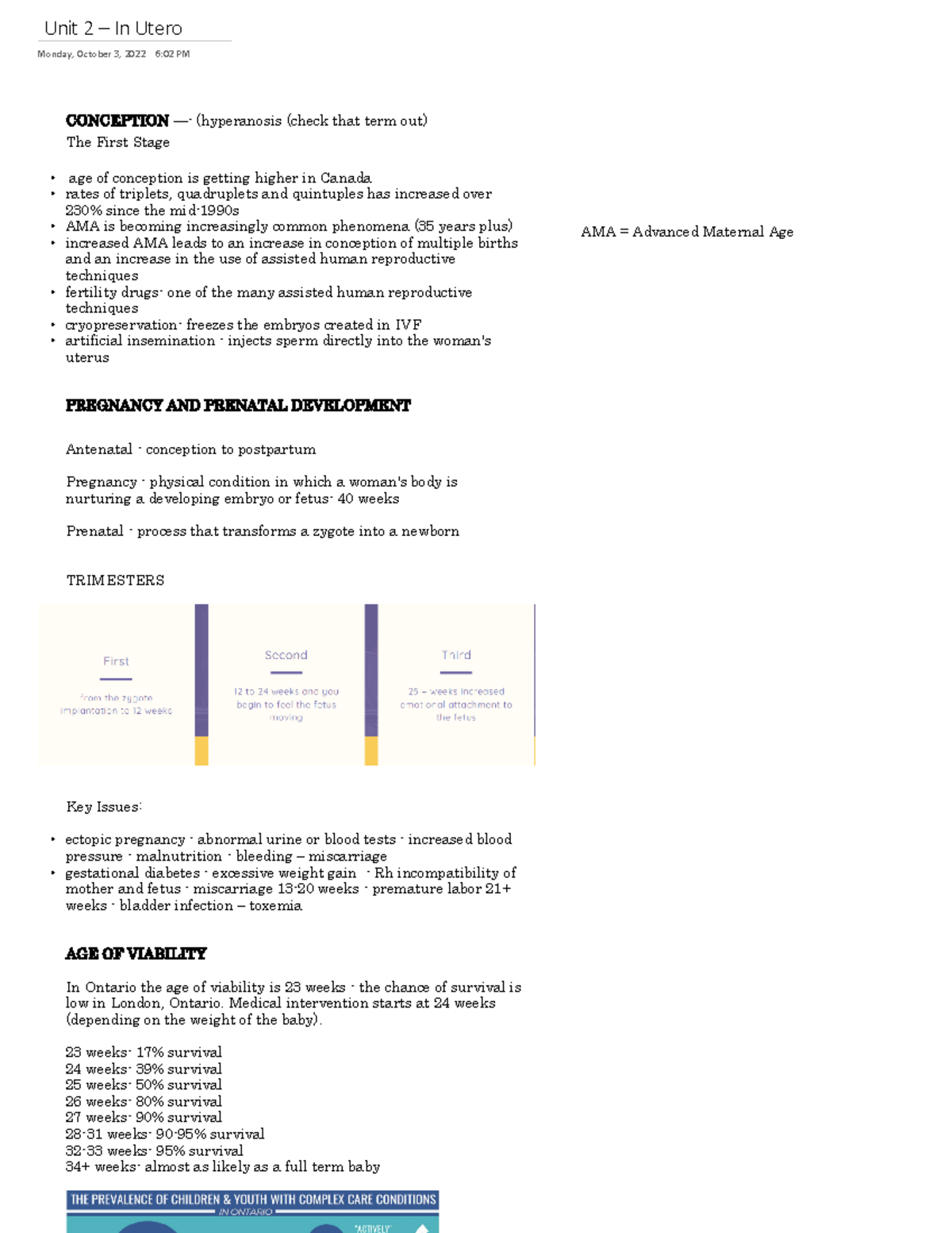 Healthsci 2700 - Unit 2 - In Utero . onenote pdf - Unit 2 – In Utero ...