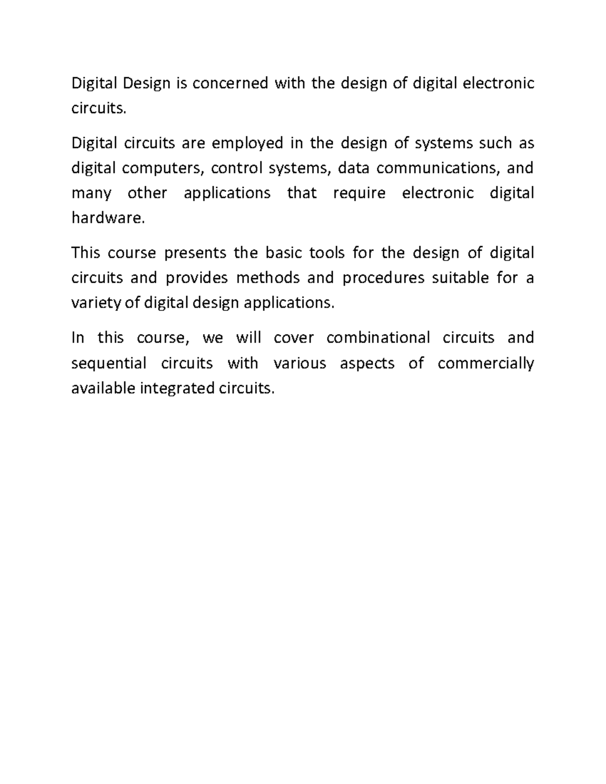 CS301Y22 Chapter 1 Handout Introduction to Digital Systems Binary ...