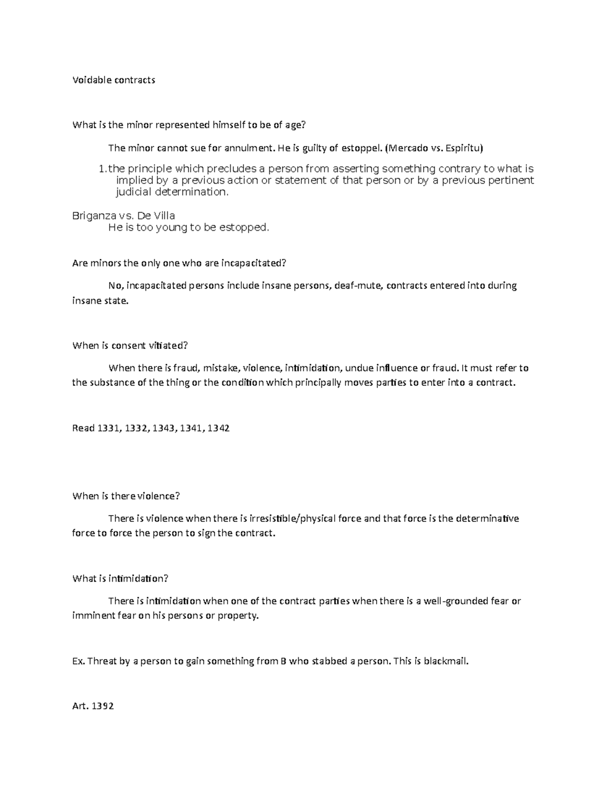 Voidable contracts may 17 oblicon - Voidable contracts What is the minor represented himself to ...