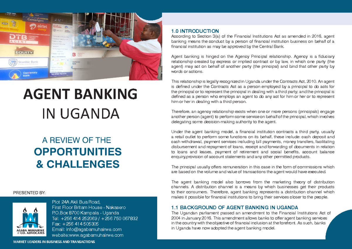 Agent Banking In Uganda A Review of the Opportunities and Challenges 1 ...