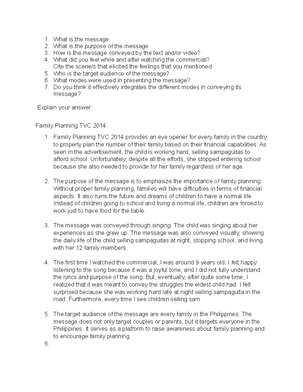 Tvc pcom - reflective essay - What is the message What is the purpose ...