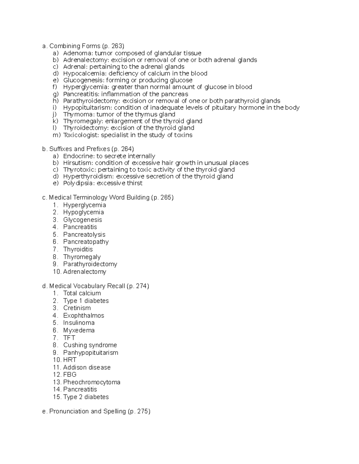 Supplemental Chapter 10 Assignments - a. Combining Forms (p. 263) a ...
