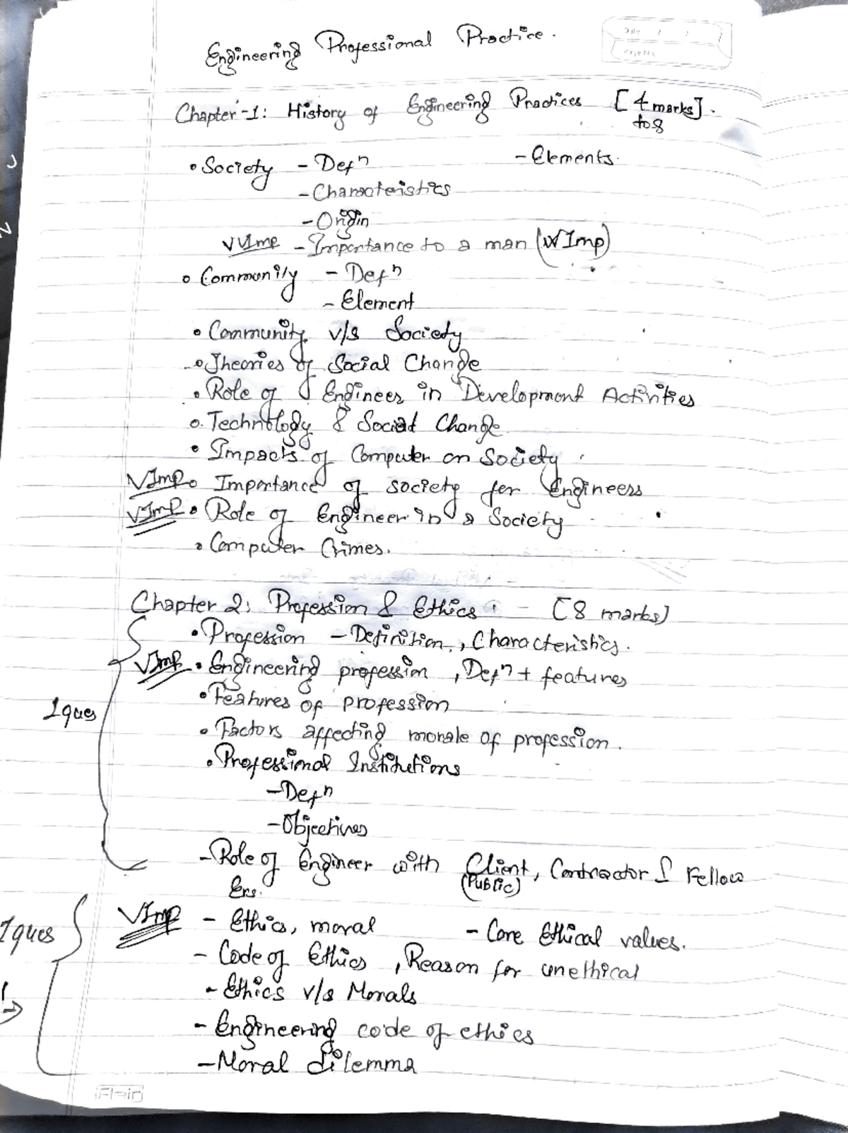 Epp imp - Type - Date Endineering Professional Practice Page No. History of Engineering ...