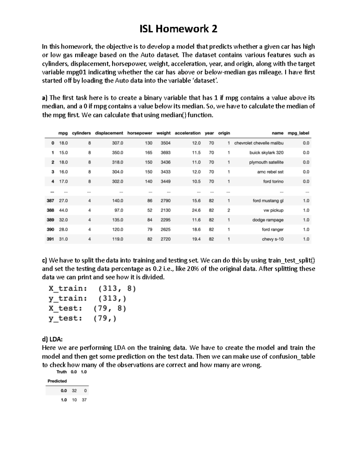 ISL HW2 - These are our assignments - ISL Homework 2 In this homework, the objec2ve is to ...