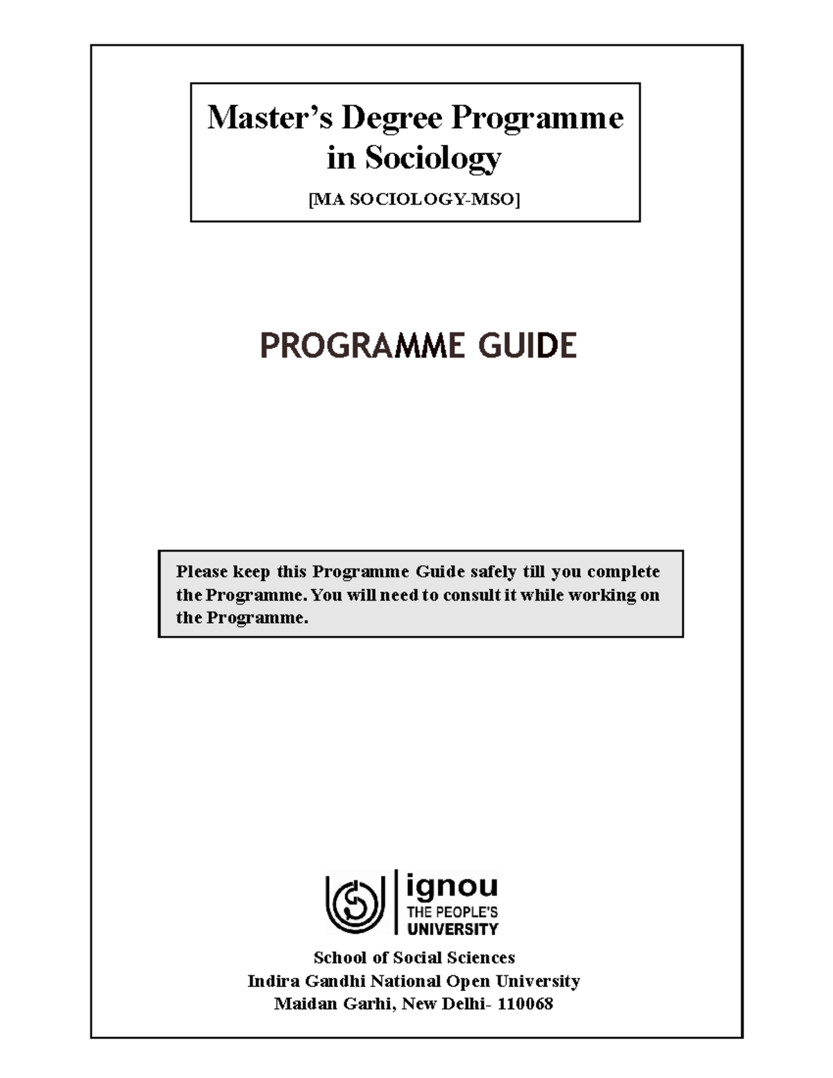 B PG-Sociology-(MSO)-E - Master’s Degree Programme in Sociology [MA ...