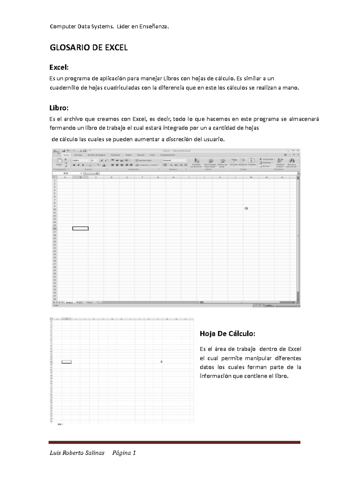 Glosario-de-excel 1 - DOCUMENTO DE REPASO - Computer Data Systems. Líder en Enseñanza. Luis ...