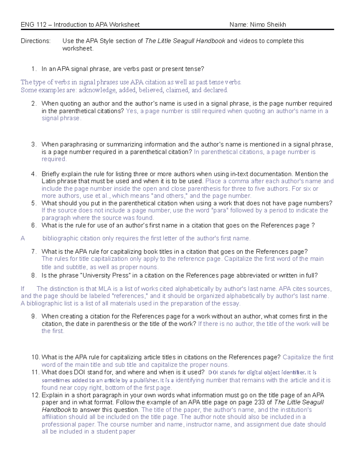 UTF-8''Introduction 20to 20APA 20Worksheet - ENG 112 – Introduction to ...