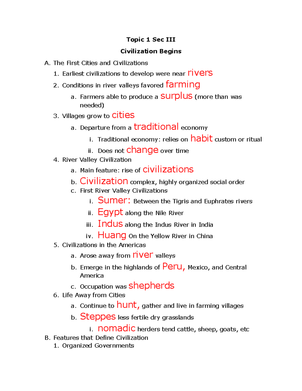 Topic 1 Sec III - From World History Pearson Texas - Topic 1 Sec III ...