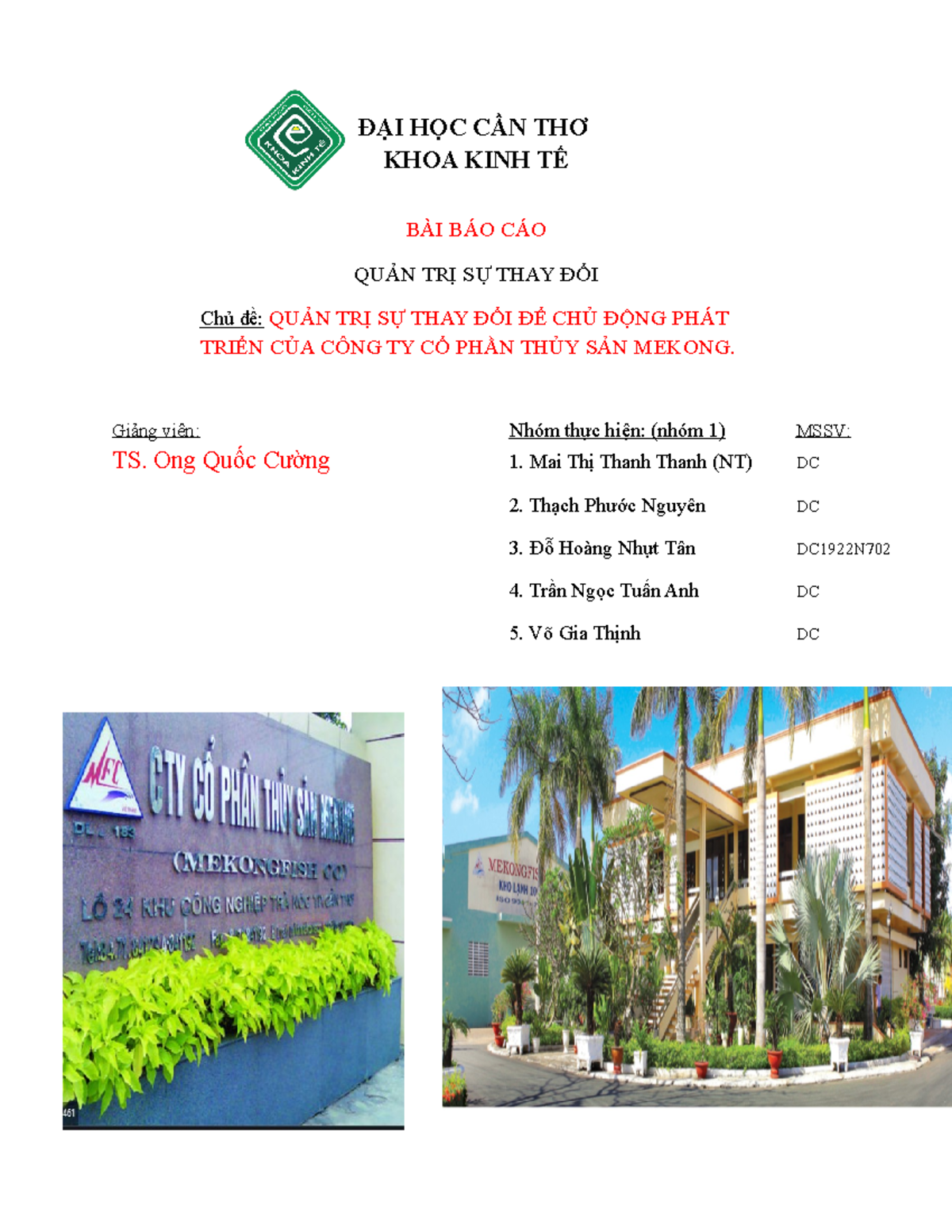 ĐẠI HỌC CẦN TH1 - asdsda - ĐẠI HỌC CẦN THƠ KHOA KINH TẾ BÀI BÁO CÁO ...
