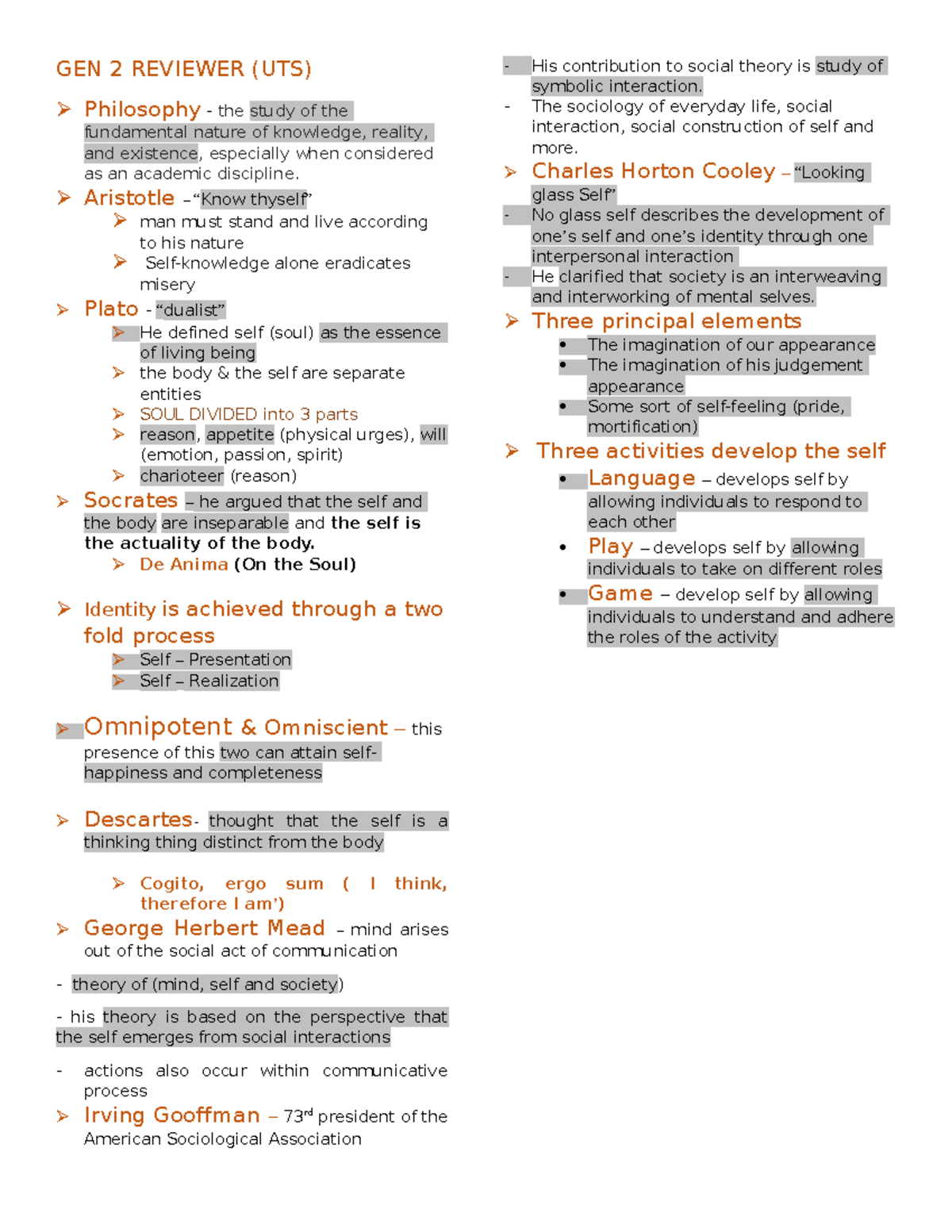 GEN 2 Reviewer - notes - GEN 2 REVIEWER (UTS) Philosophy - the study of ...