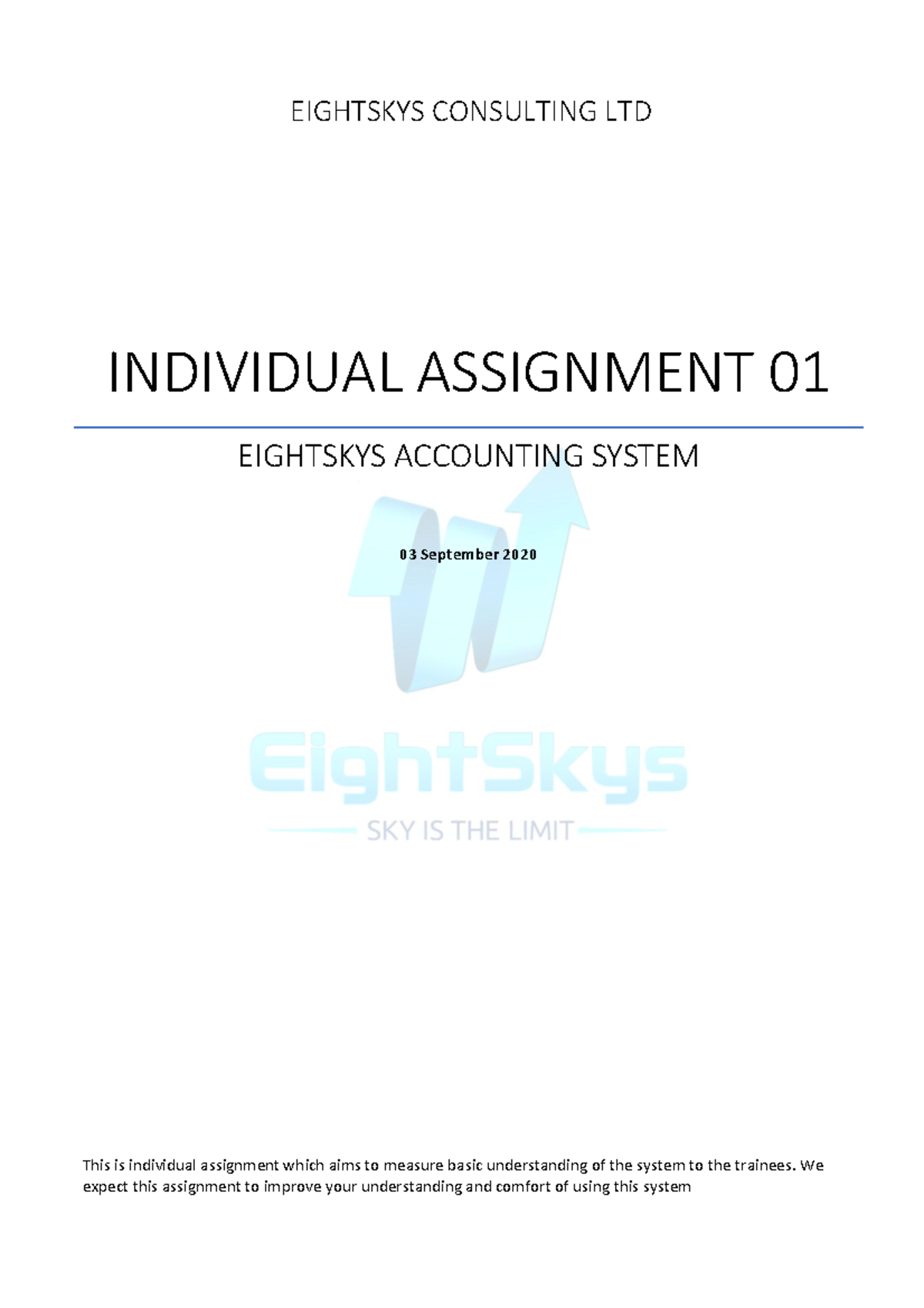Eight Skys Accounting Software Individual Assignment 01 Corrected ...