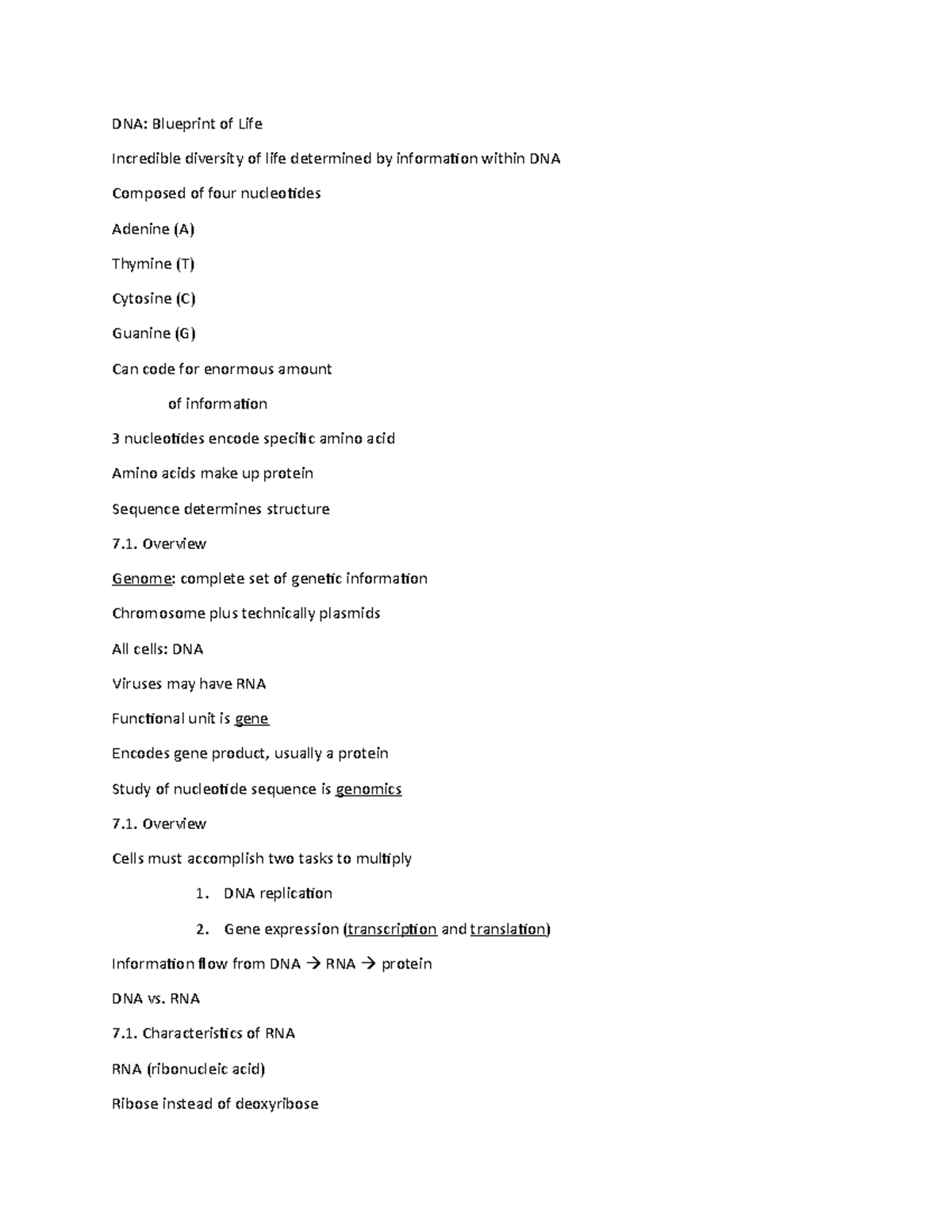 BIO 205 Ch 7 Lecture Notes - DNA: Blueprint of Life Incredible ...