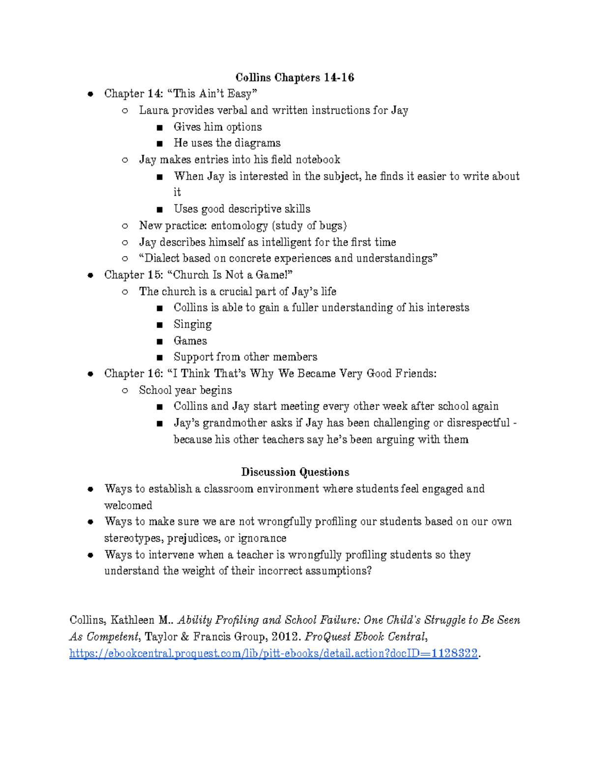 Collins Chapters 14-16 - Collins Chapters 14- Chapter 14: