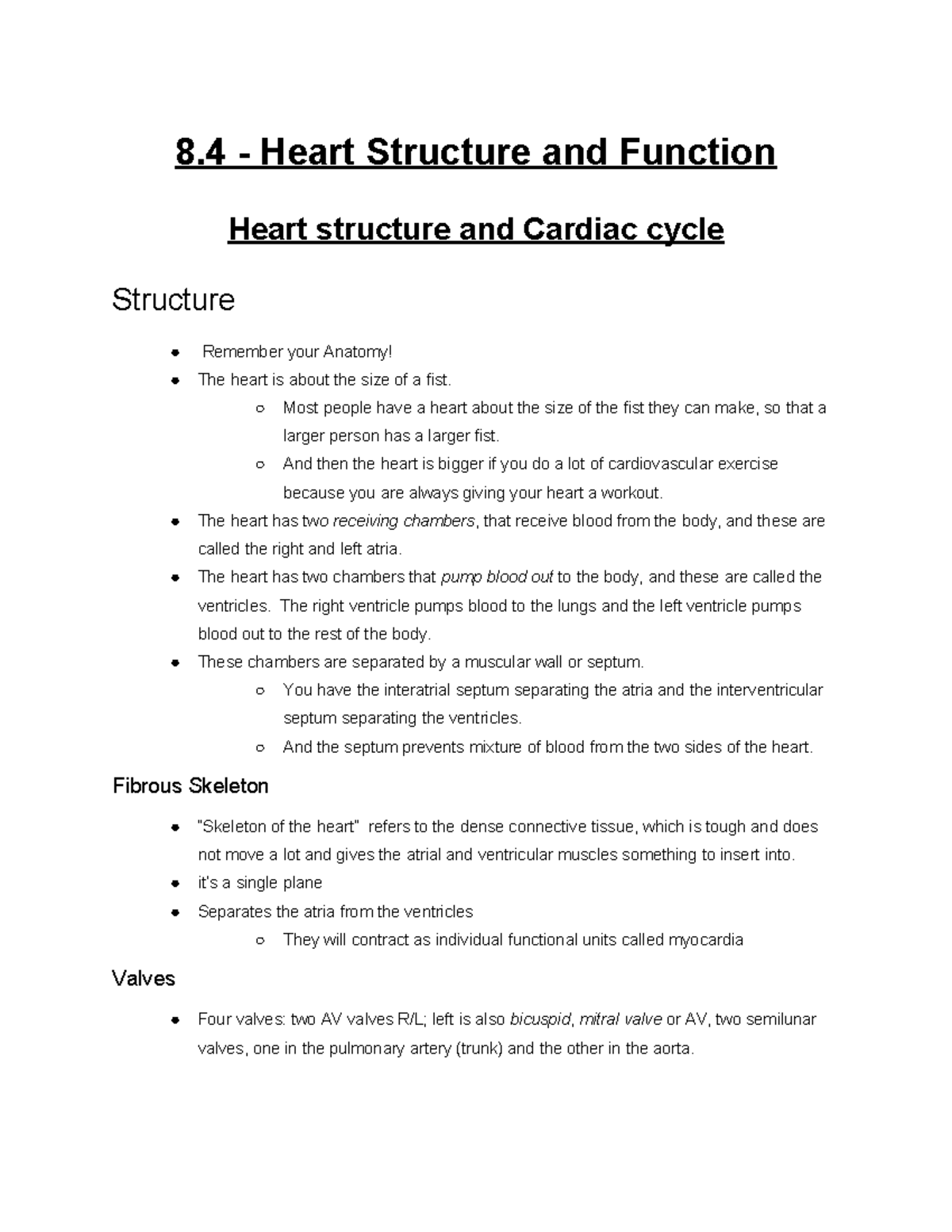 8.4 - Heart Structure and Function - 8 - Heart Structure and Function ...