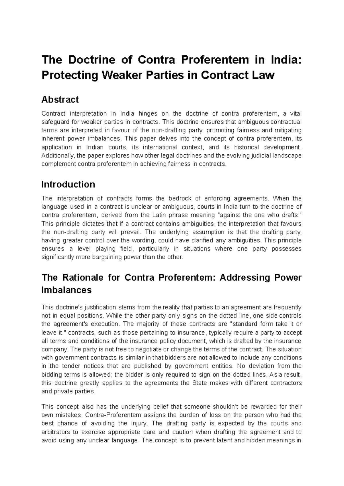 Article - The Doctrine Of Contra Proferentem - The Doctrine of Contra ...