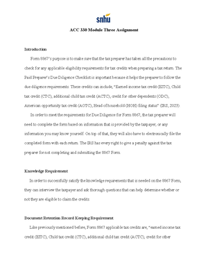 ACC 318 Project One Analysis Paper - Hoaivi Le ACC 318 Intermediate ...