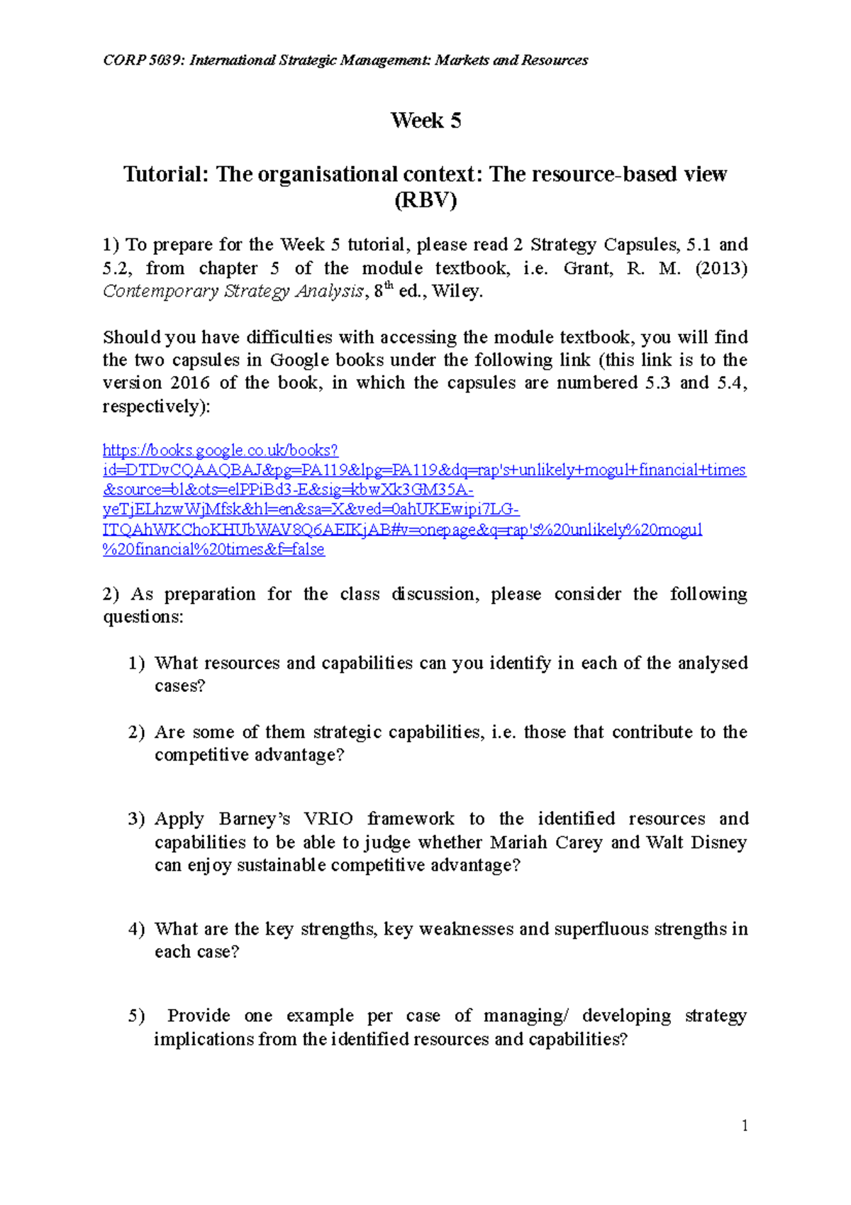 Week 5 Tutorial - CORP 5039: International Strategic Management ...