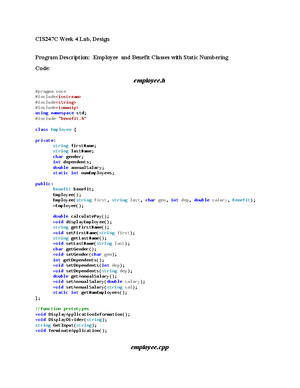 CIS247 Wk7 Lab - week 7 iLab - CIS247C Week 7 Lab, Design Program Description: Code Management ...