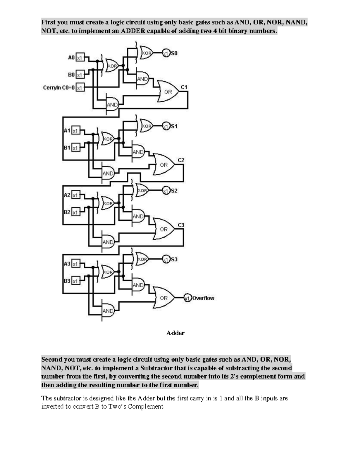 Assignment 3 - First you must create a logic circuit using only basic ...