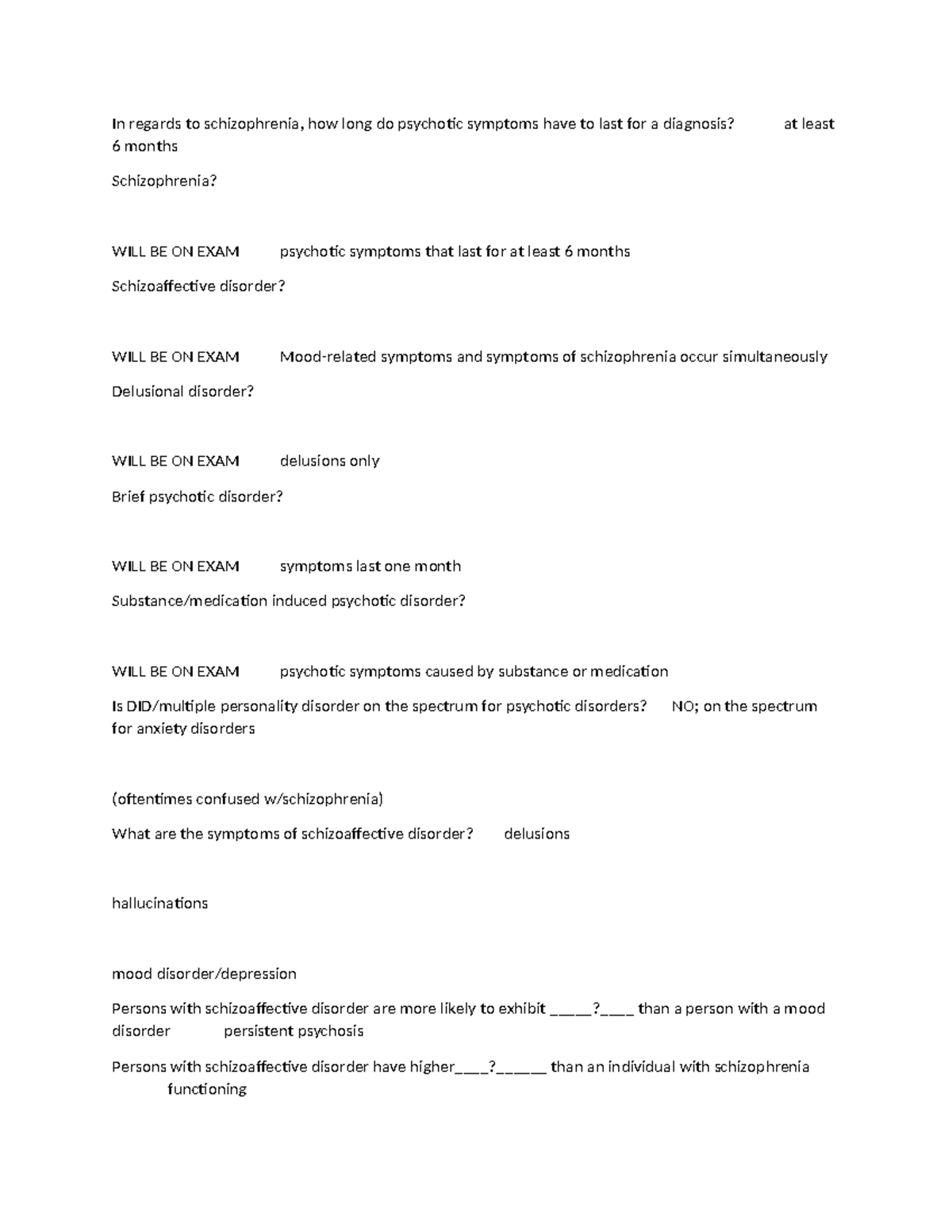 In regards to schizophrenia - disorganized thinking 2. disorganized ...