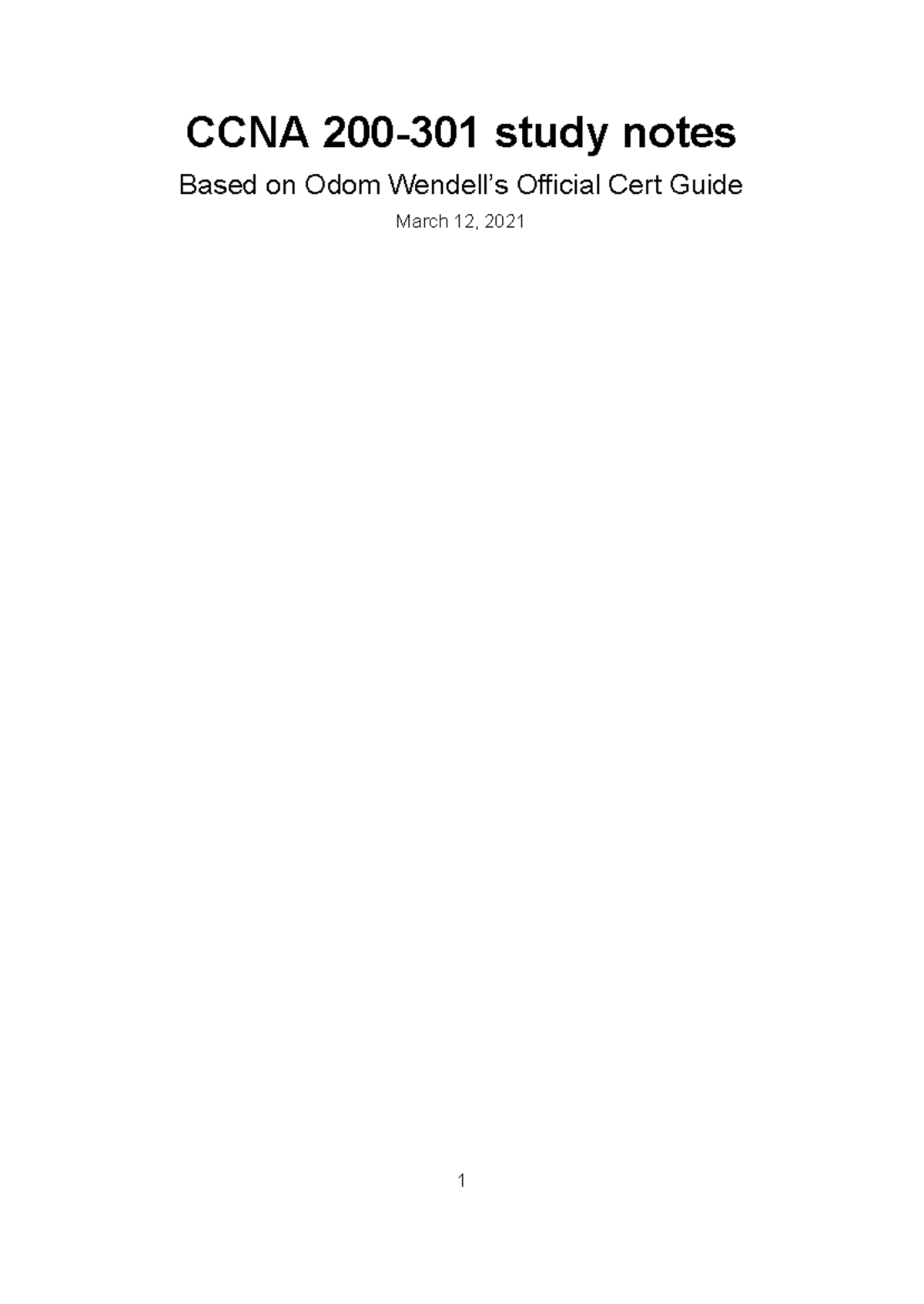 CCNA 200-301 Study notes - CCNA 200-301 study notes Based on Odom ...