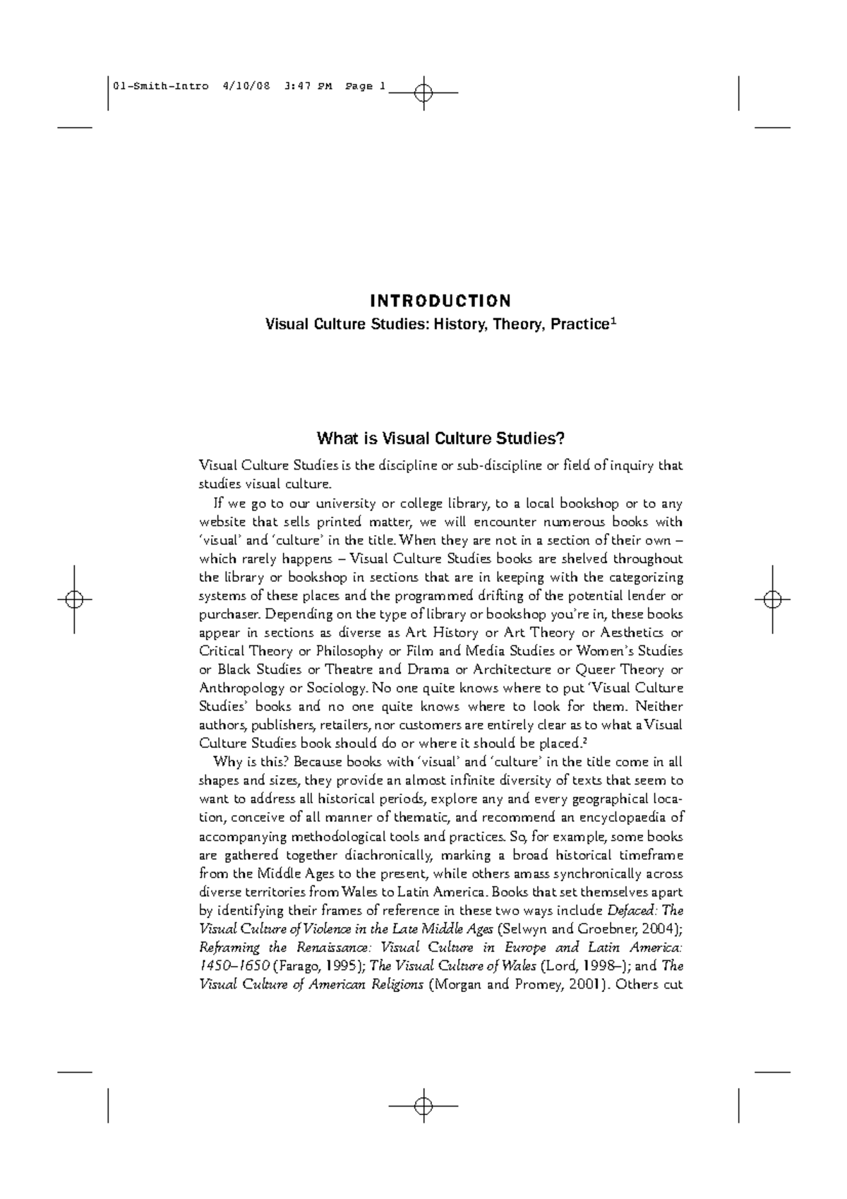 What is visual culture - music - I N T RO D U C T I O N Visual Culture ...