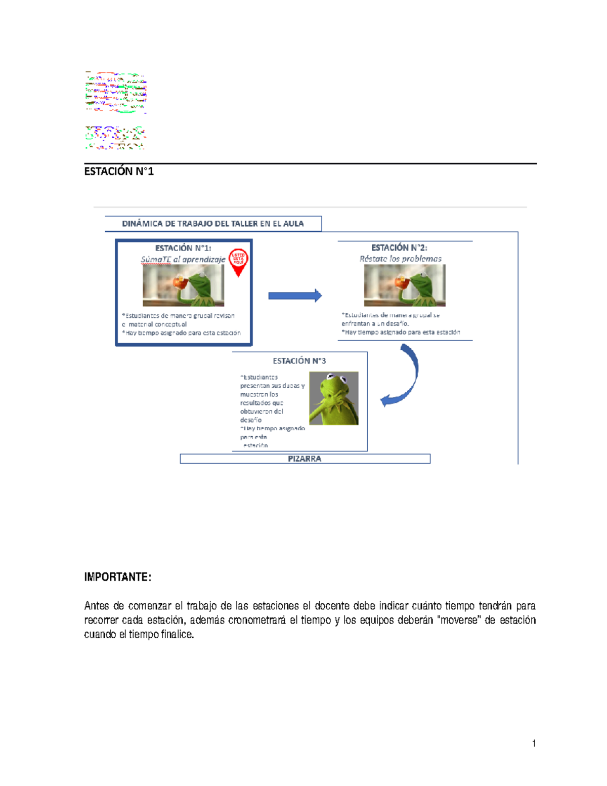 Estacion numero 1 clase 2 - ESTACIÓN N°1 IMPORTANTE: Antes de comenzar ...