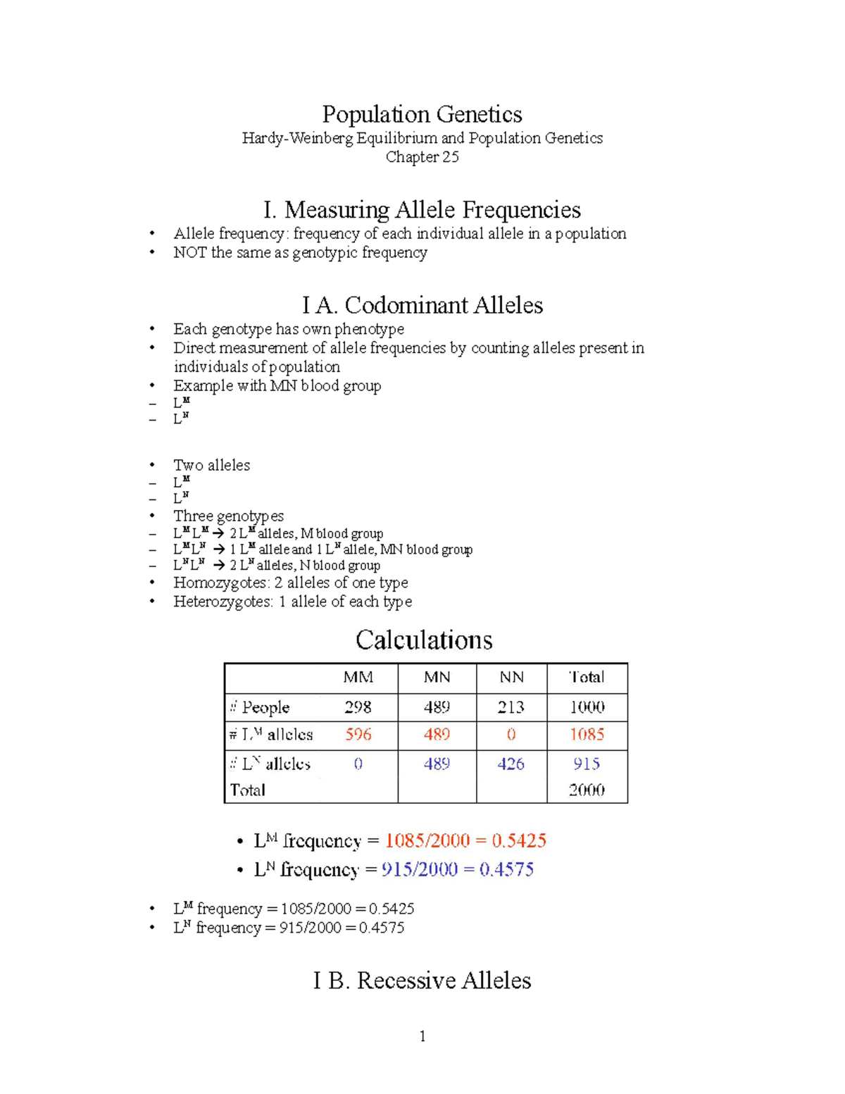 Bio35019 Population Genetics 2008 - Population Genetics Hardy-Weinberg ...