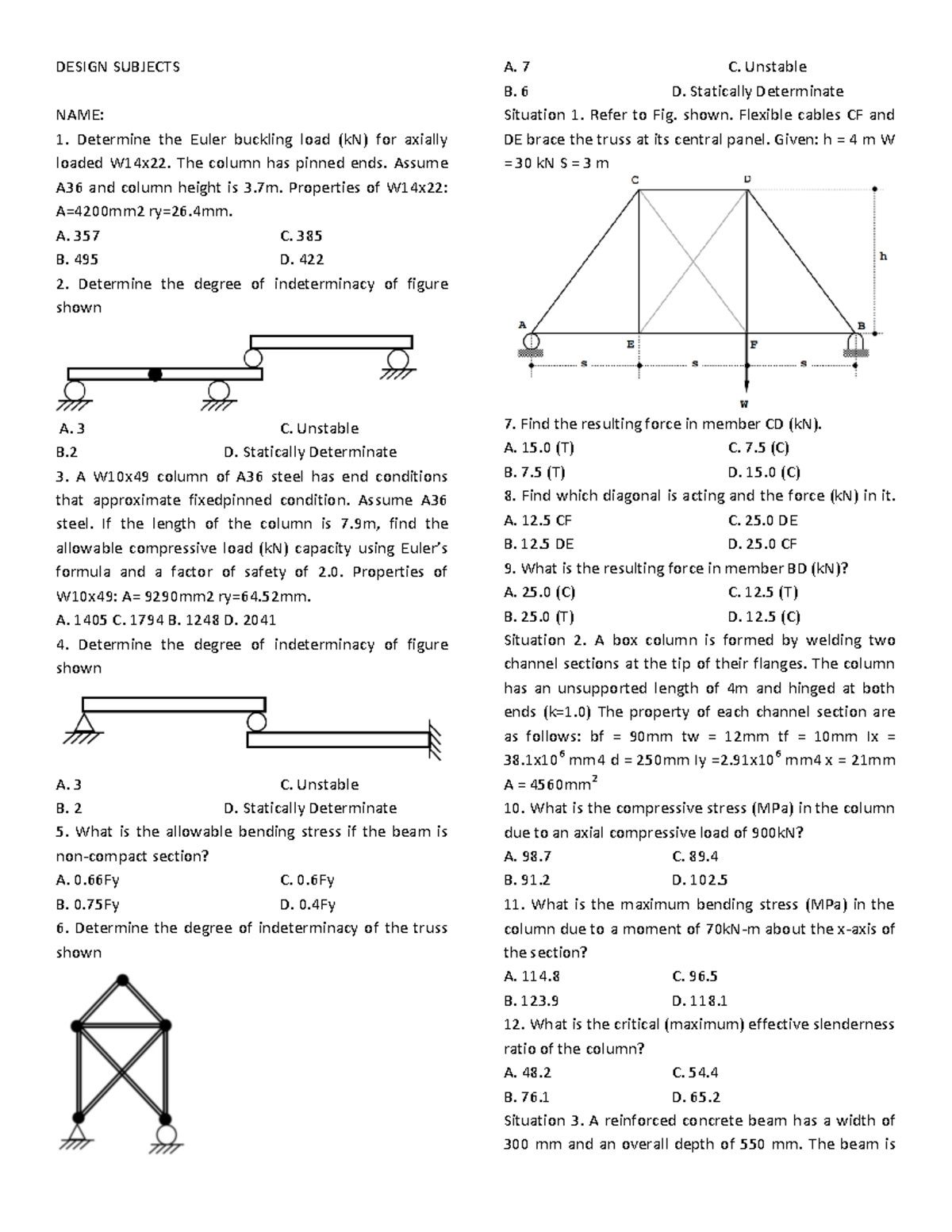 Bonus EXAM FOR CE - A CE Board Exam Mock review - DESIGN SUBJECTS ...