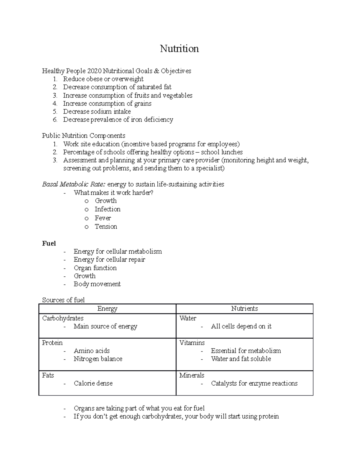 Week 7 Nutrition - Lecture notes 7 - Nutrition Healthy People 2020 ...